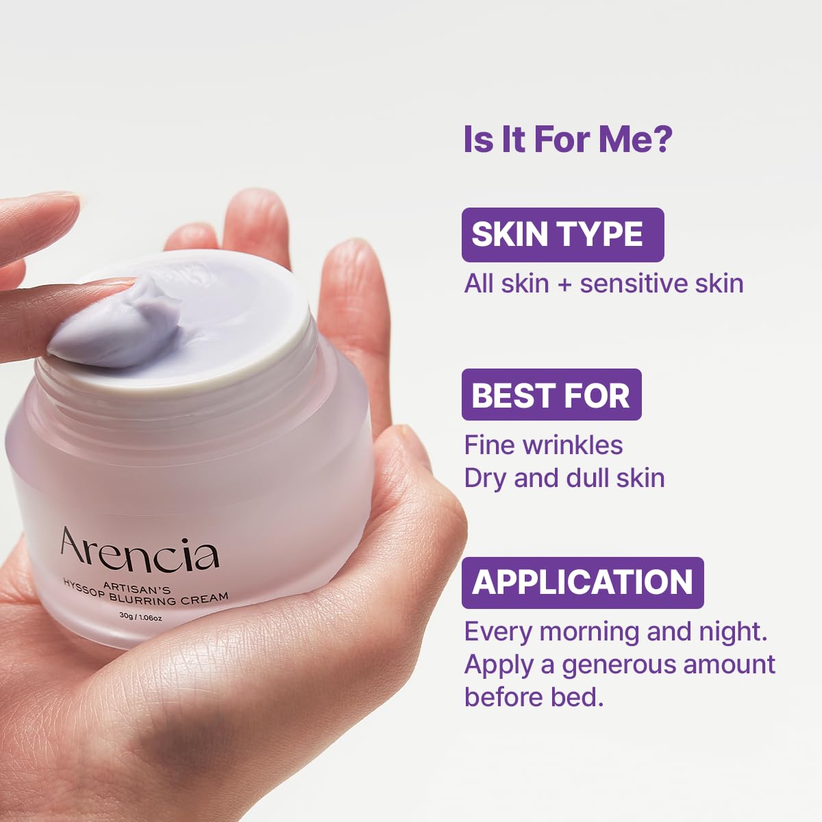 Buy ARENCIA Hyssop Blurring Cream, Intense Collagen Face Moisturizer ...