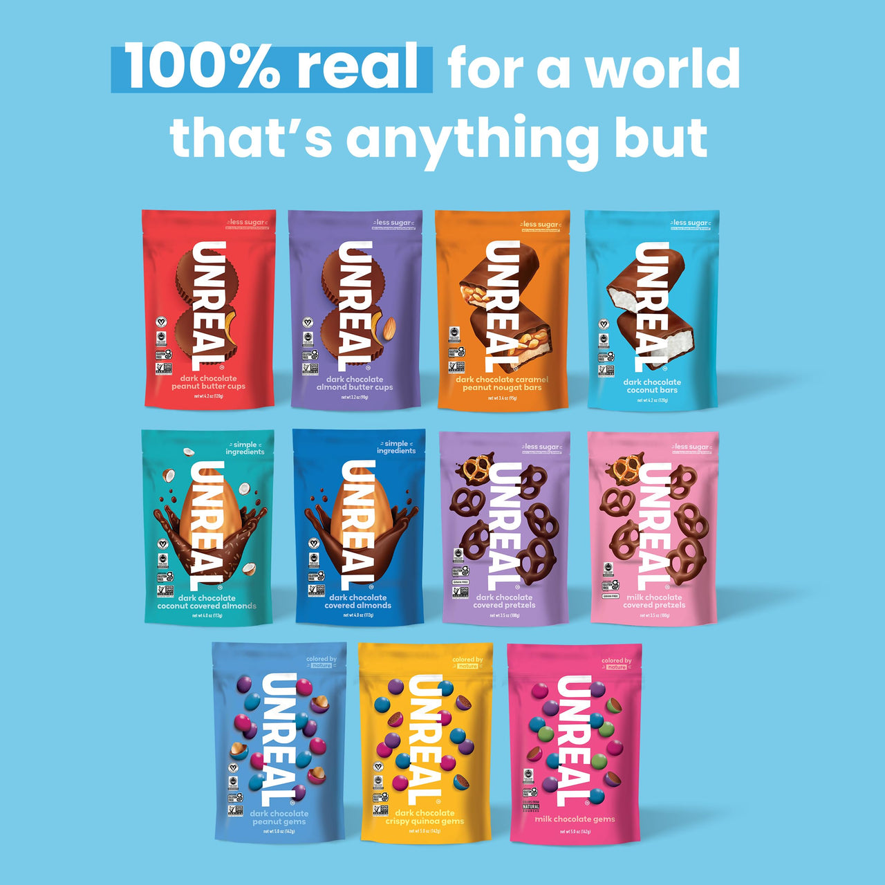 Buy UNREAL Dark Chocolate Coconut Bars (40 Mini Bars) | Vegan, 3g Sugar ...